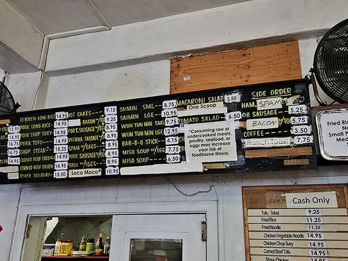The menu board tells you everything you need to know: island classics at prices that won't make your wallet weep.