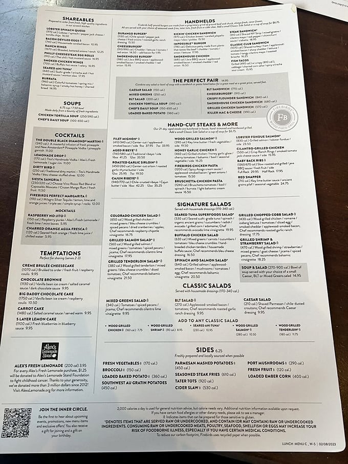 A menu that reads like a love letter to carnivores, with enough seafood and vegetarian options to keep everyone at the table happy.