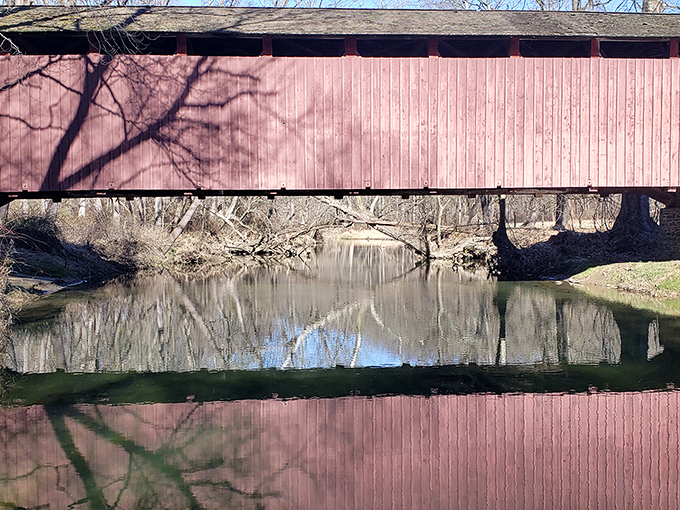 The bridge's reflection in Octoraro Creek is nature's perfect mirror selfie&mdash;no filter needed for this Pennsylvania postcard moment.