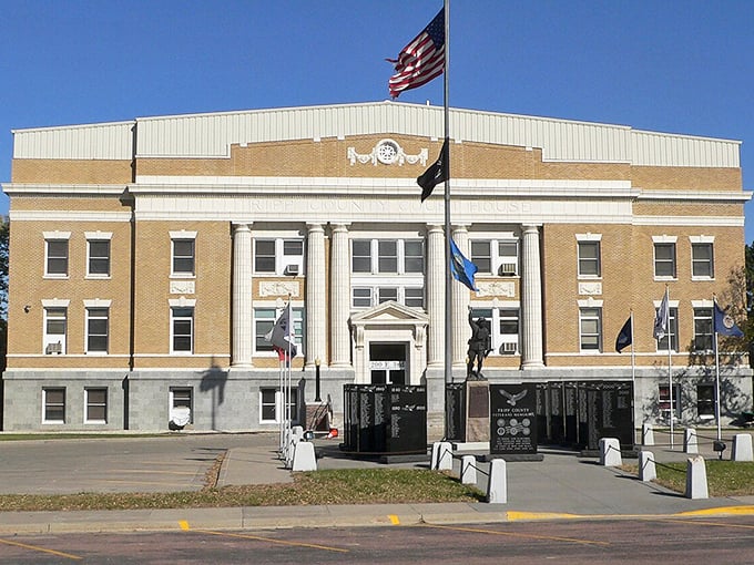 The Tripp County Courthouse stands as a dignified architectural anchor in Winner, its classic early 20th-century design a testament to civic permanence.