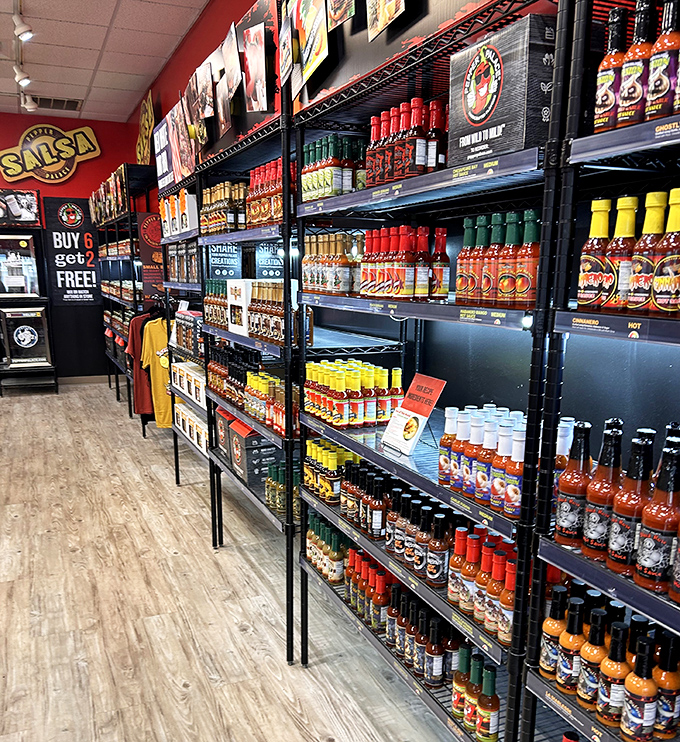Hot sauce heaven! This spice emporium offers everything from "pleasant tingle" to "call-the-fire-department" heat levels for brave culinary adventurers.