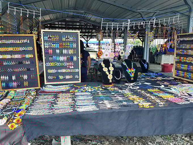 A kaleidoscope of handcrafted jewelry awaits, each piece telling its own story of artisanal craftsmanship.