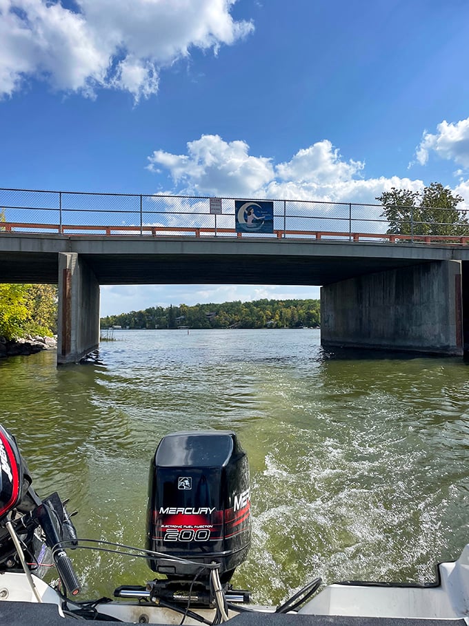 Cruising under this bridge feels like entering a secret passage to another part of the lake—boating's version of finding Narnia.