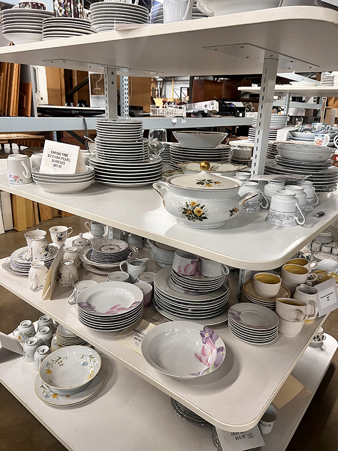 Dish paradise that would make your grandmother swoon. Every pattern tells a story, and at these prices, you can afford to listen to them all.