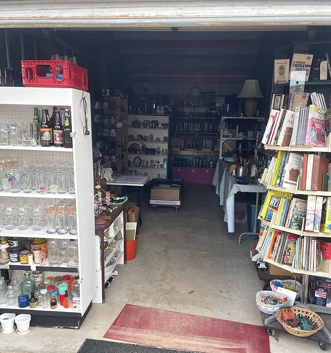 Step into this Aladdin's cave of glassware and books, where shelves groan under the weight of stories waiting to be rediscovered and vessels seeking new purpose.