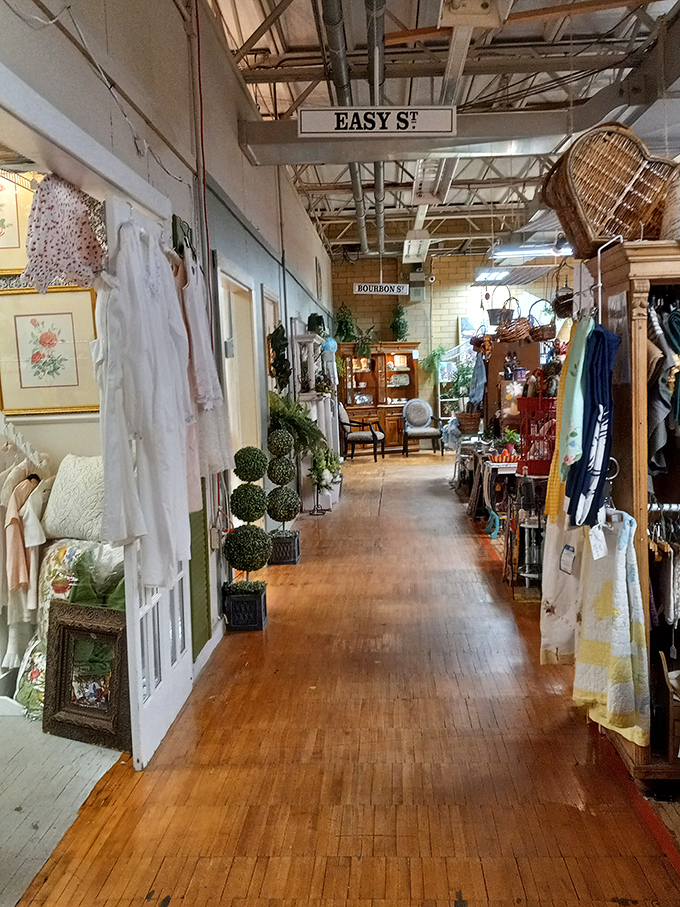 "Easy Street" isn't just a fantasy&mdash;it's an actual aisle where vintage clothing and home decor create a dreamy pathway through decades past.