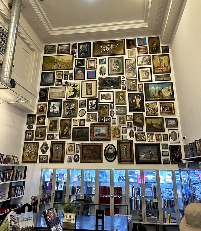 A gallery wall that would make any museum curator jealous. Each frame tells a story before you've even opened a single book.