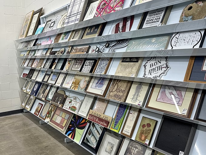 Wall art paradise! From inspirational quotes to vintage prints, someone else's "that doesn't match the couch anymore" becomes your perfect find.