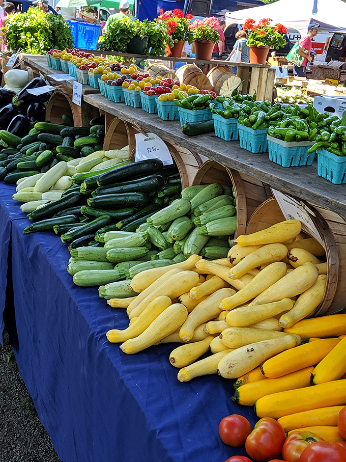 Farm-fresh produce brings a burst of color and flavor to the market. These zucchini didn't know they'd be tonight's dinner when they woke up this morning!
