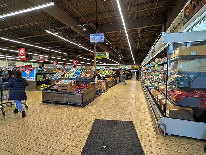 No frills, all thrills&mdash;ALDI's streamlined interior design puts food front and center, with wide aisles that practically beg you to explore every budget-friendly corner.