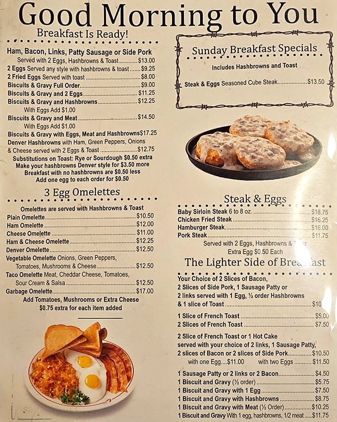 A menu that doesn't need fancy descriptions or trendy ingredients &ndash; just honest breakfast classics that have been perfecting Montana mornings for decades.