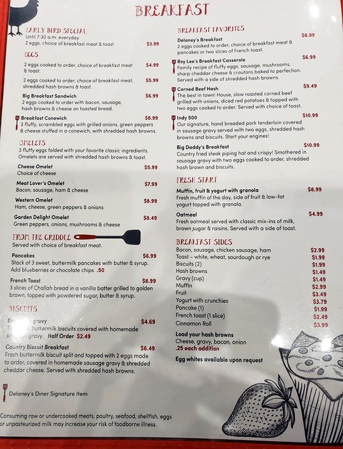 A menu that reads like poetry to hungry souls. Notice that corned beef hash proudly labeled "The best in town!"&mdash;a claim that's about to be deliciously verified.