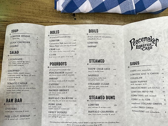 This menu isn't just a list&mdash;it's a treasure map. X marks the spot where lobster rolls and po'boys lead to culinary bliss.