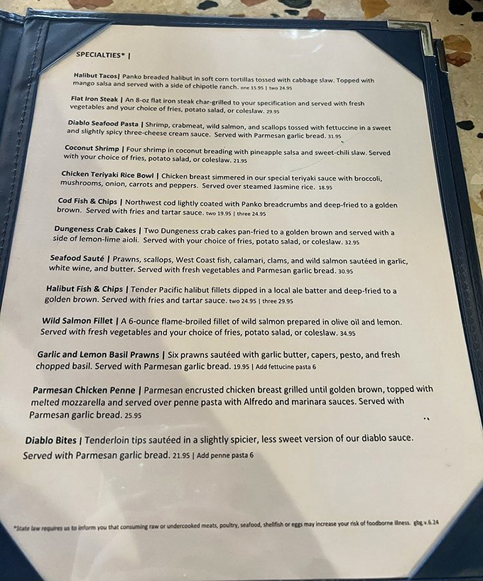 This menu reads like a love letter to the Pacific Northwest. Each description is a promise your taste buds will thank you for keeping.