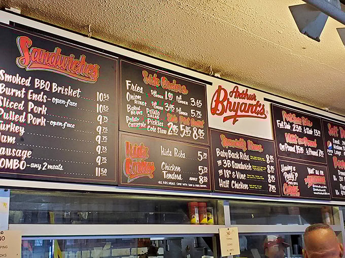 The menu board &ndash; a sacred text for barbecue disciples. Simplicity in offerings, complexity in flavor.
