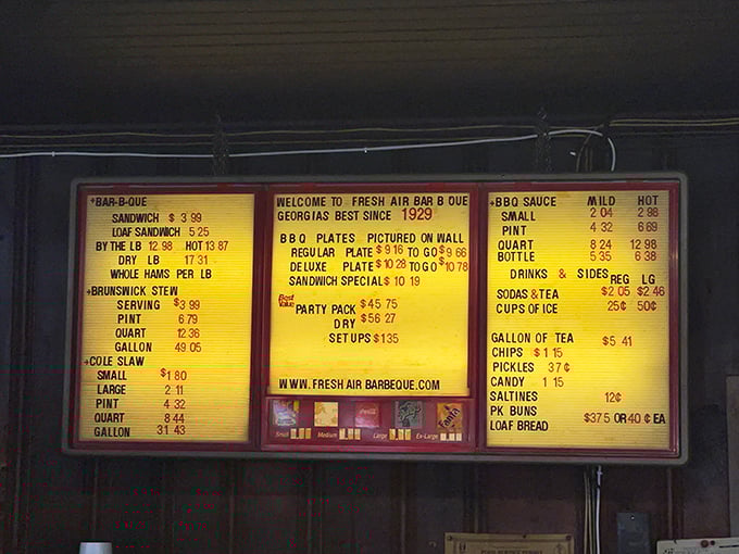 The menu board &ndash; a sacred text for barbecue pilgrims. No fancy fonts needed when the food speaks this eloquently.