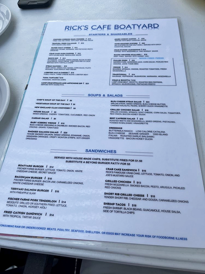 A menu that proves Indiana understands seafood better than coastal elites give it credit for. Reading it is like planning a vacation&mdash;so many destinations, so little stomach space.