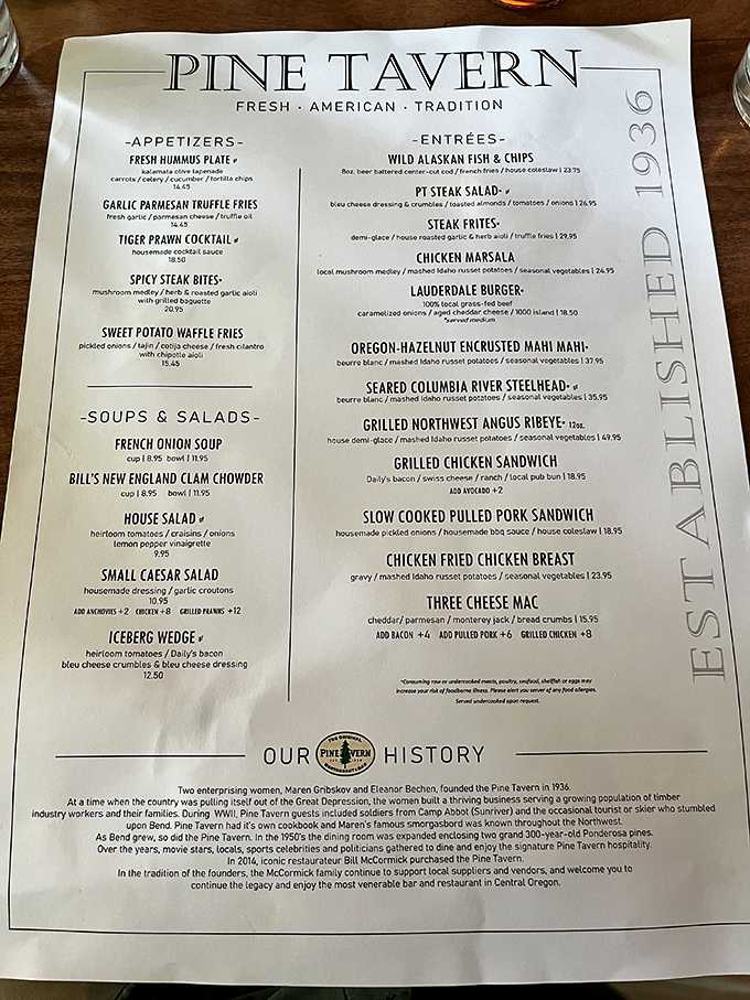 A menu that reads like a love letter to the Pacific Northwest, where comfort food classics meet regional ingredients without a hint of pretension.