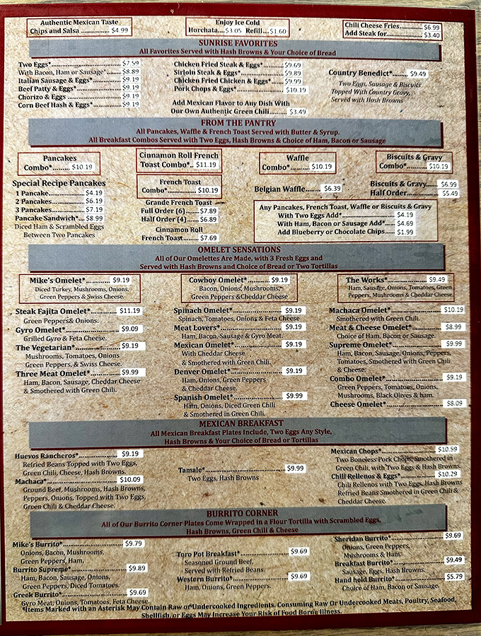 This menu isn't trying to impress with fancy fonts—it's too busy listing all the comfort food classics your stomach is already applauding.