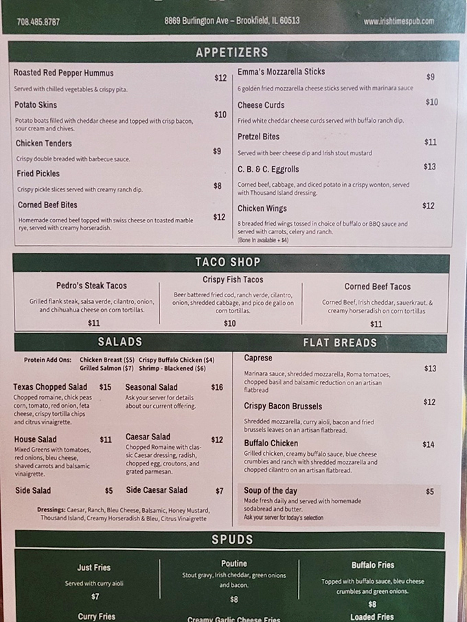 The menu reads like a love letter to Irish cuisine with enough American favorites to keep everyone happy. Decision paralysis has never been so delicious.