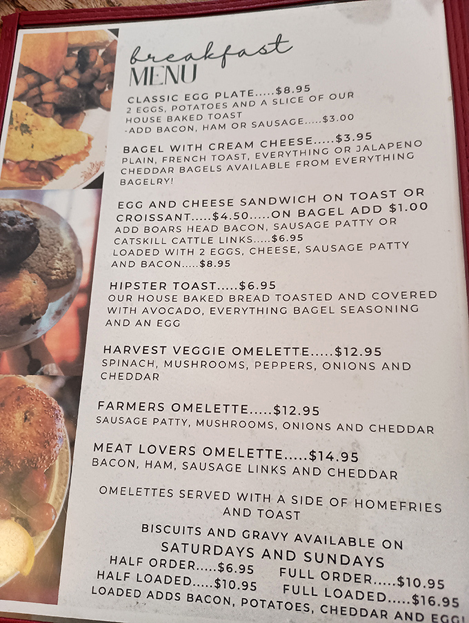 This isn't just a menu—it's a roadmap to happiness. The Hipster Toast proves even Deposit, NY knows what's trendy.