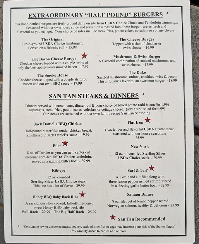 A menu that doesn't mess around&mdash;half-pound burgers and steaks with star ratings that aren't just for show. Your diet's arch-nemesis has never looked so tempting.