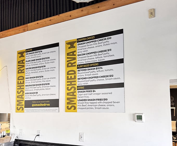 A menu that doesn't need novels of options – just perfectly executed smashed burger variations that cover all the important food groups: beef and cheese.