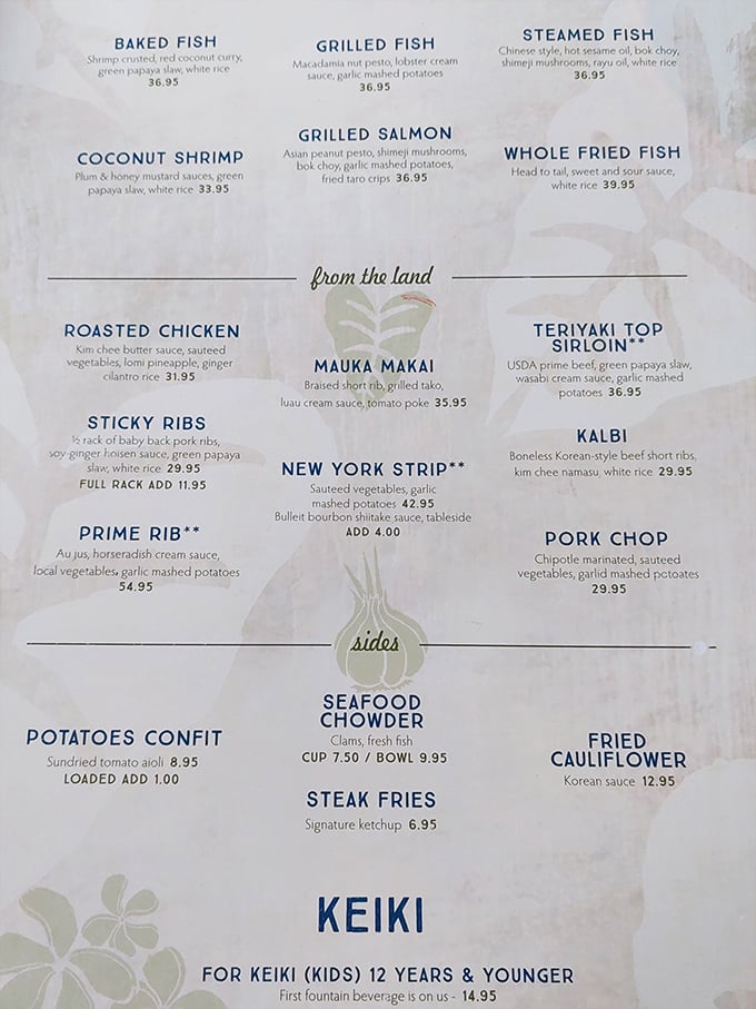 A menu that reads like a love letter to both land and sea. The real struggle isn't choosing what to eat&mdash;it's figuring out how to try everything.