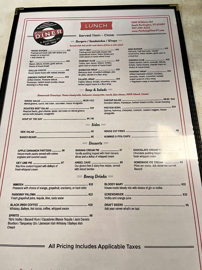 A menu that reads like comfort food poetry&mdash;each item promising the kind of satisfaction that only decades of diner expertise can deliver.