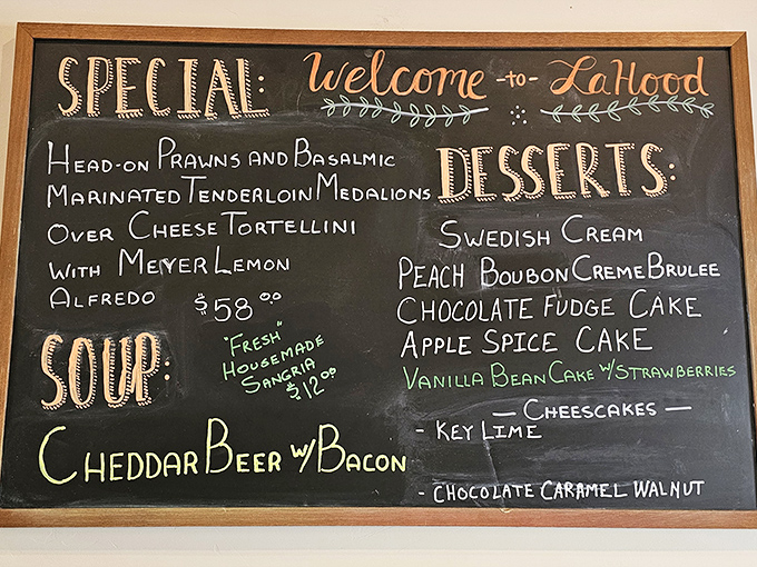 That chalkboard menu isn't just informative&mdash;it's a love letter to your taste buds written in creamy, savory, sweet possibilities.