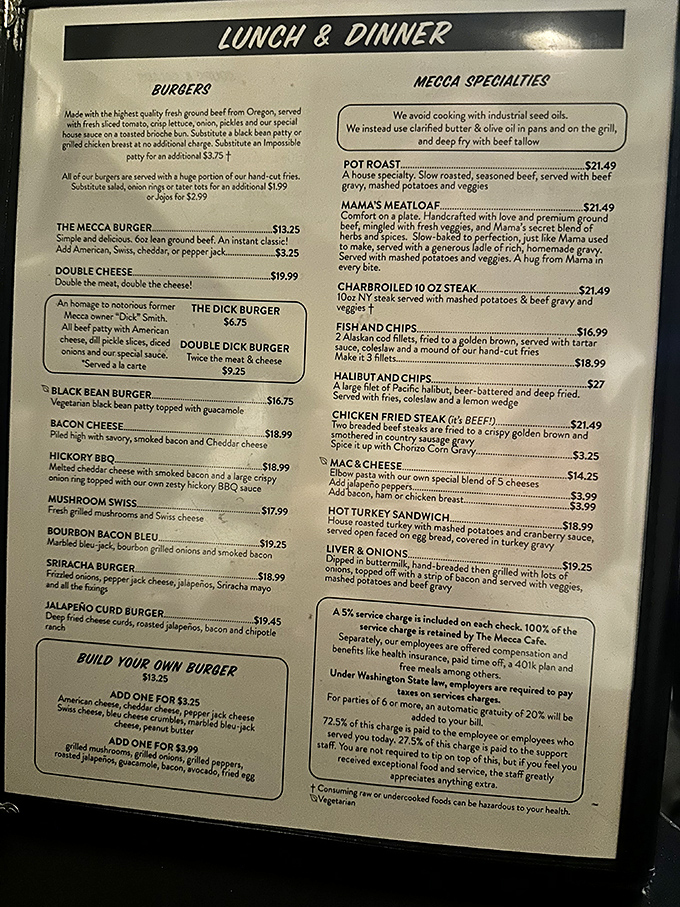 A menu where you can still eat for under $12 and where "fusion cuisine" means your eggs might touch your hash browns.
