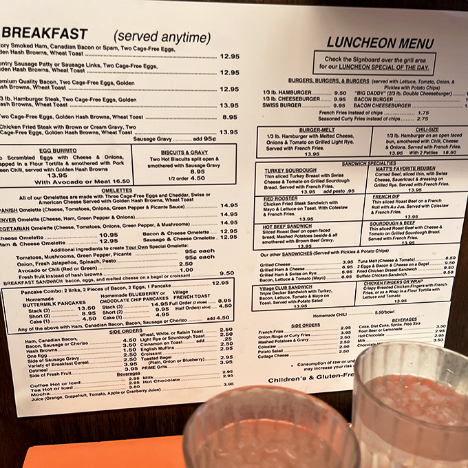 This menu isn't trying to impress anyone with fancy terminology, just solid breakfast classics that have stood the test of time.
