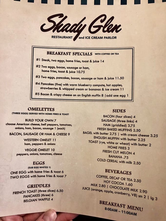 This isn't just a menu&mdash;it's a time machine offering Belgian waffles for $4 and the chance to remember when coffee cost less than your mortgage.
