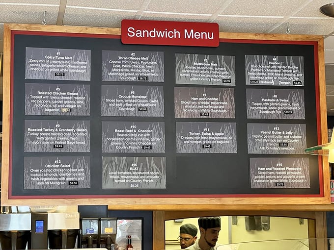 The sandwich board reads like a love letter to lunch&mdash;each option promising a perfect marriage of their legendary bread with thoughtfully chosen fillings.