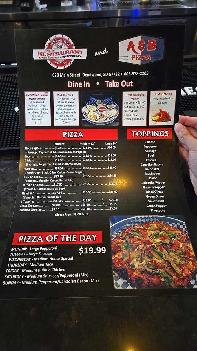 A menu that solves the eternal dinner debate: "I want seafood, you want pizza." At Oyster Bay, nobody has to compromise their cravings.