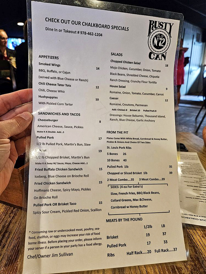 The menu reads like a love letter to smoked meats, with each item promising the kind of satisfaction money rarely buys.