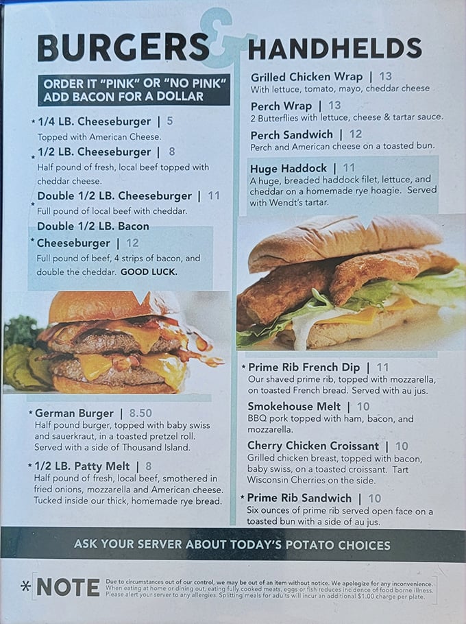 This menu isn't just a list of food&mdash;it's a love letter to Wisconsin's culinary heritage, where perch is king and burgers are measured by the pound.