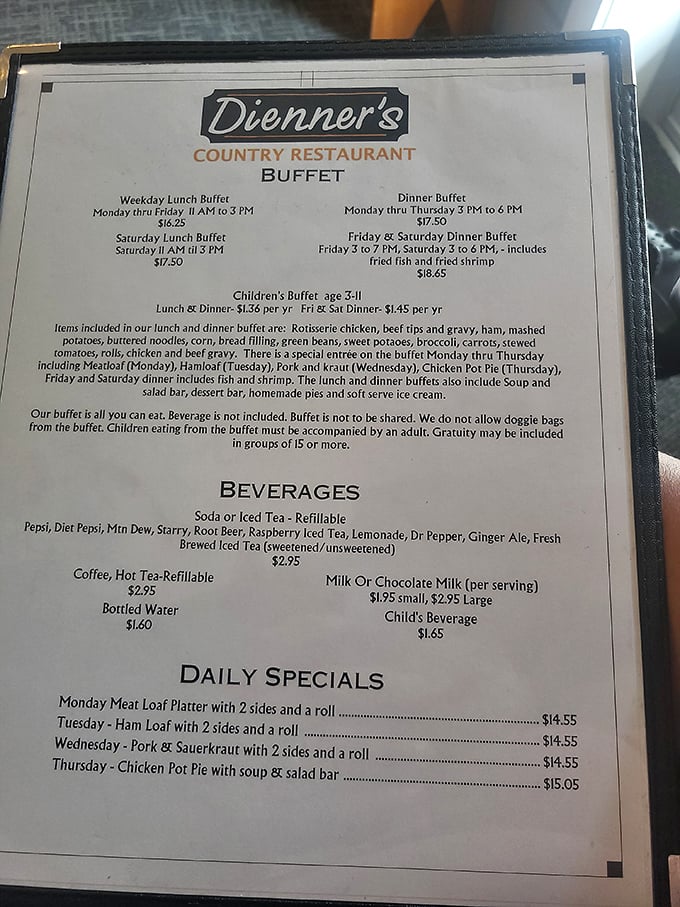 The menu board reveals the weekly rhythm of Pennsylvania Dutch specialties &ndash; each day bringing its own comfort food celebration that locals plan their schedules around.