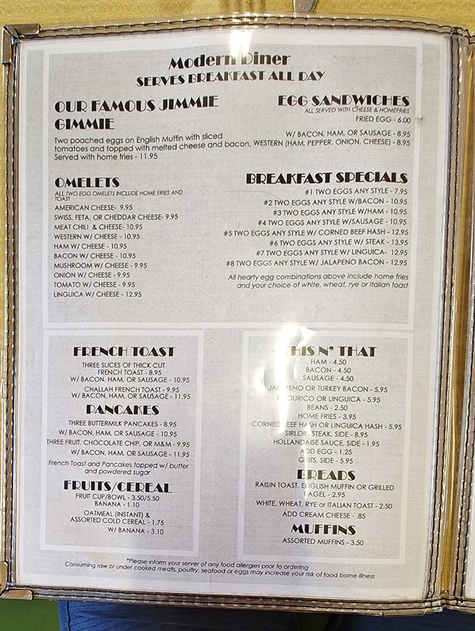 This menu isn't just a list of options—it's a roadmap to happiness. The famous Jimmie Gimmie alone is worth crossing state lines for.