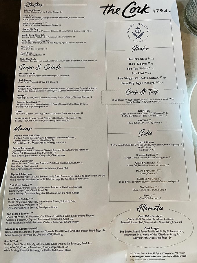 A menu that reads like a love letter to good eating, where every section promises something worth the calories.