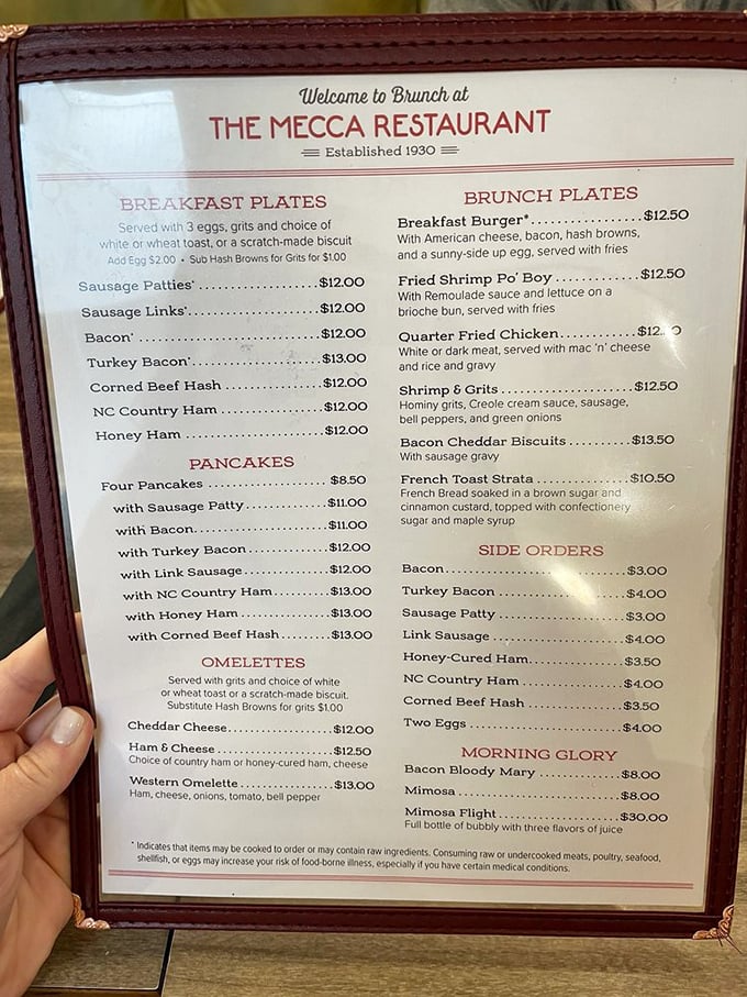This isn't just a menu&mdash;it's a roadmap to happiness. Breakfast plates, pancakes, and "Morning Glory" options promise satisfaction at any hour.