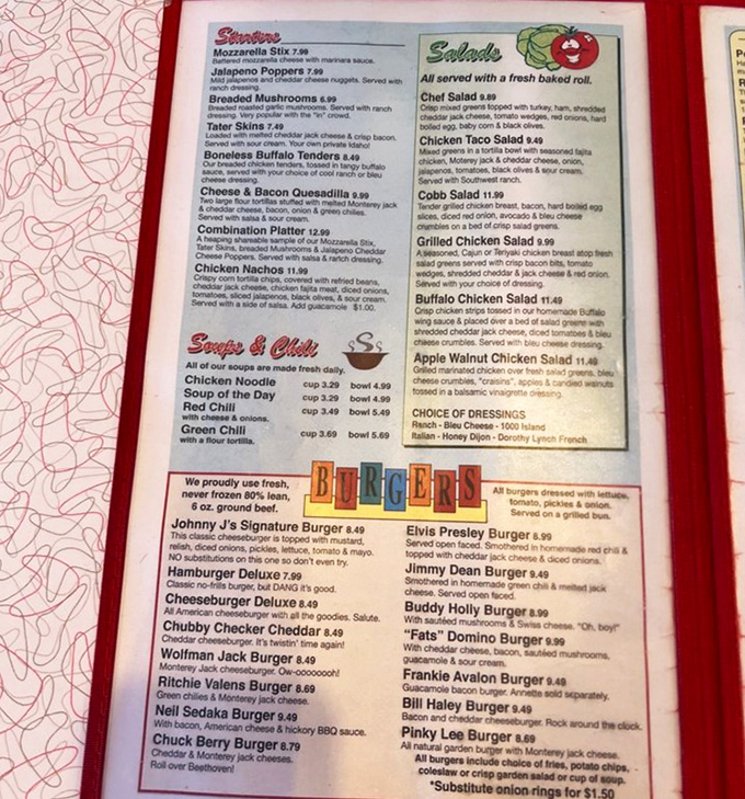 Rock around the menu clock with burgers named after music legends&mdash;Elvis gets peanut butter, naturally.