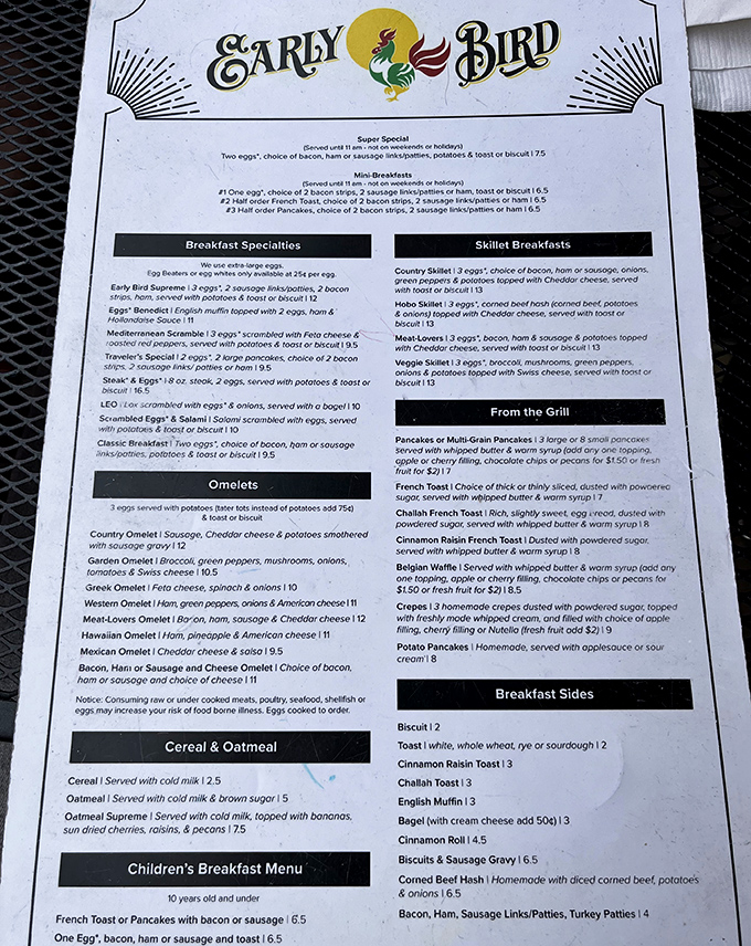 The menu reads like a love letter to breakfast classics &ndash; no pretension, just promises of satisfaction to come.