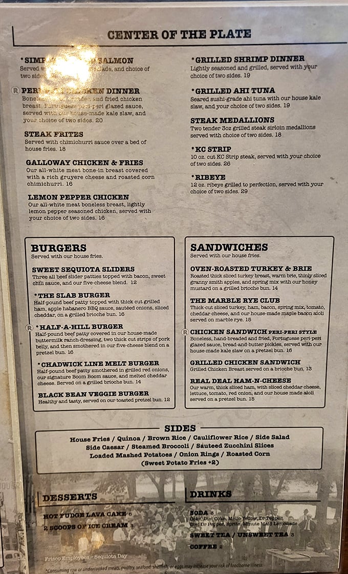 The menu reads like a love letter to comfort food, each description a tantalizing preview of satisfaction to come.