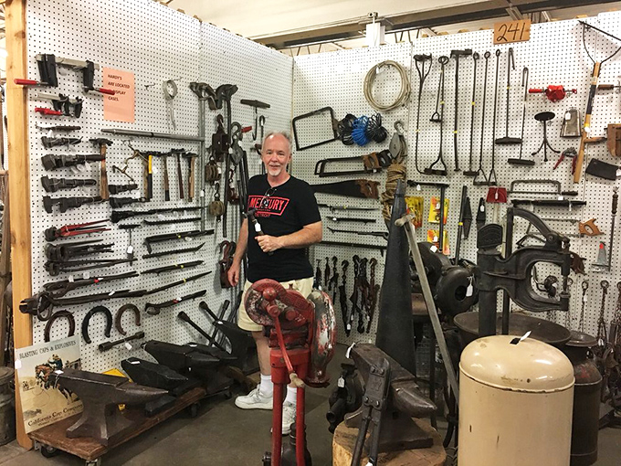 Tool heaven for the handy Oklahoman! This pegboard paradise showcases vintage implements that have stories to tell and work still left to do.