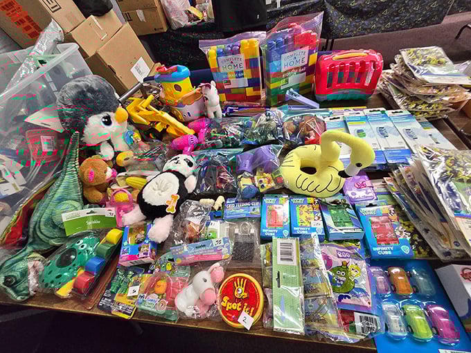 This toy table is childhood nostalgia in physical form&mdash;where else can you find Spongebob hanging out with pandas and dinosaurs?