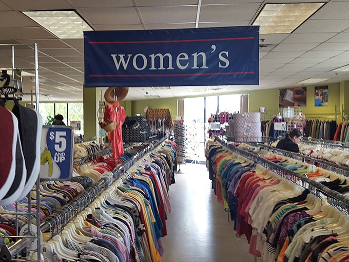 The women's section: where designer labels and everyday essentials live harmoniously together, like a United Nations of fashion waiting to be discovered.