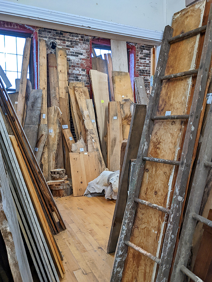 Architectural salvage paradise &ndash; where yesterday's building materials become tomorrow's conversation pieces. That ladder has stories to tell.