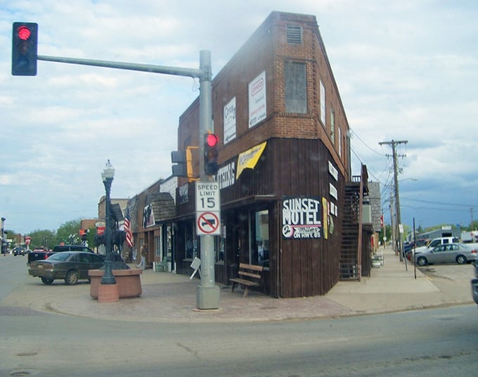 Belle Fourche's distinctive downtown corner building stands as a sentinel of small-town charm, where affordability meets Western heritage.