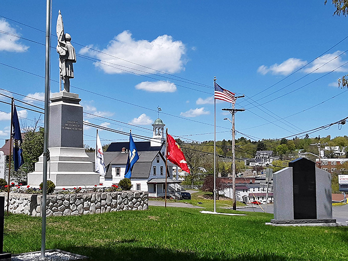 Small-town monuments and white churches create that classic Maine postcard view you've been searching for.